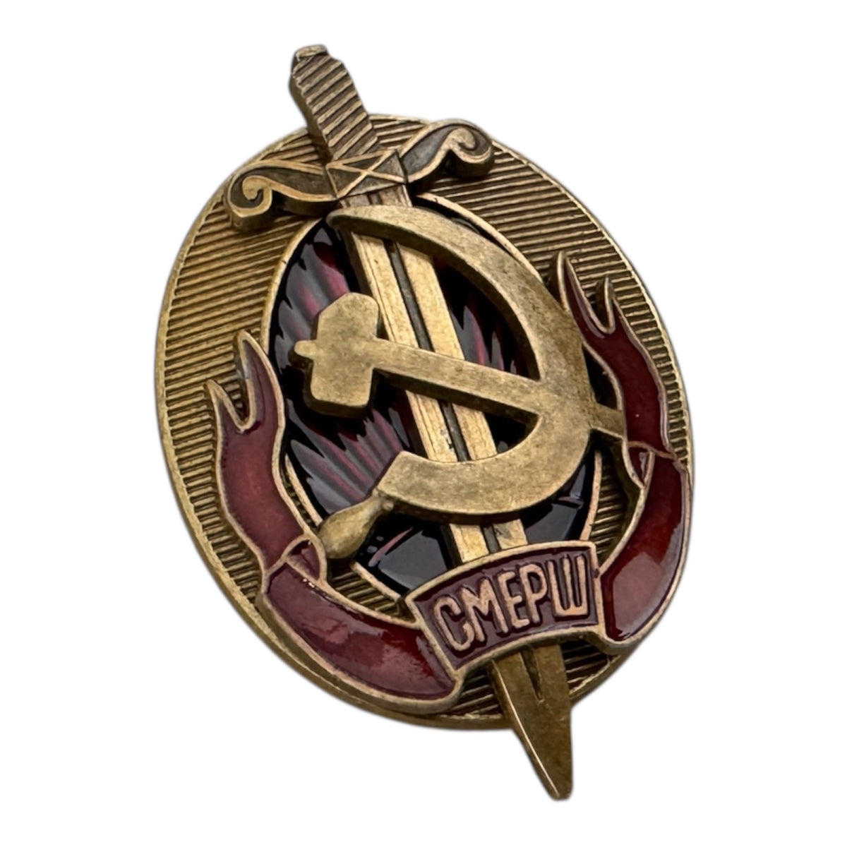 Soviet SMERSH Honorary Agent Badge USSR WW2 Brass Enamel Repro Screw B