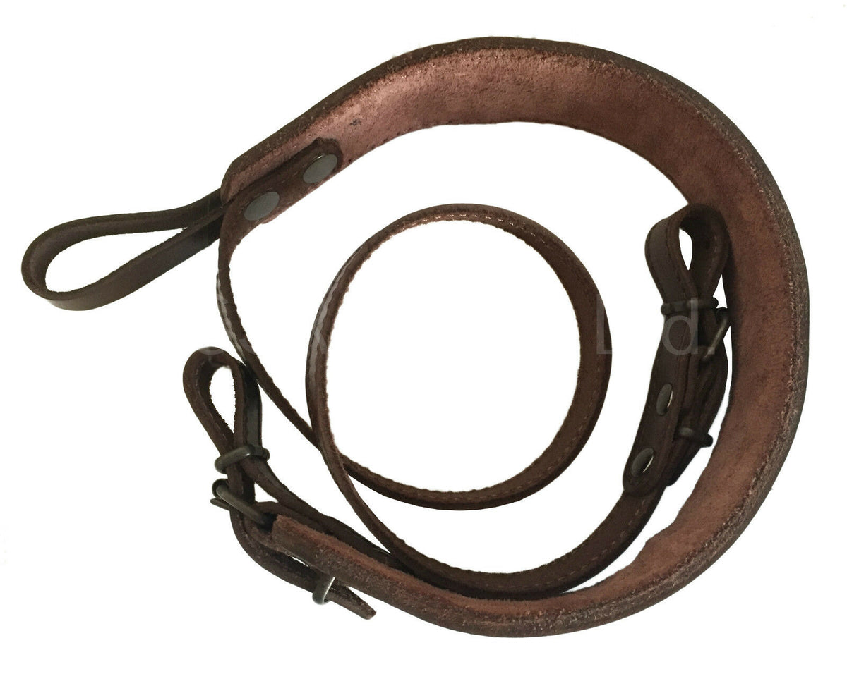 Brown Braided Leather Hunting Rifle Sling Prism Shape Strap
